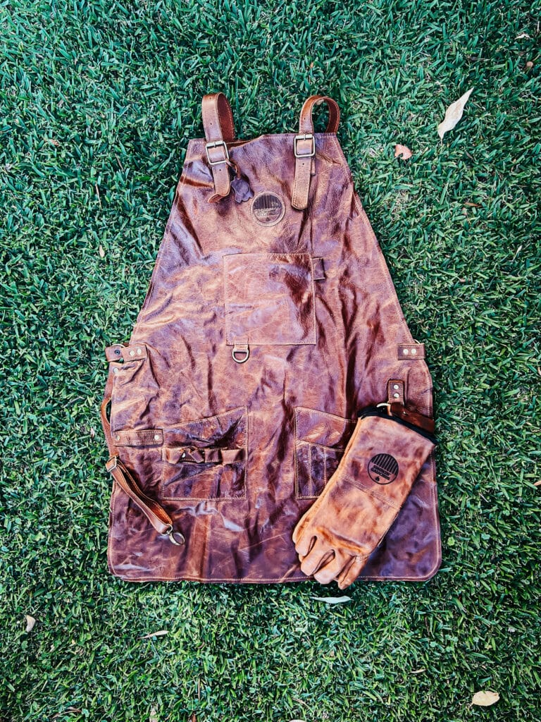 Handcrafted Leather Fire Gloves and Apron Set - Smokin' Gauchos