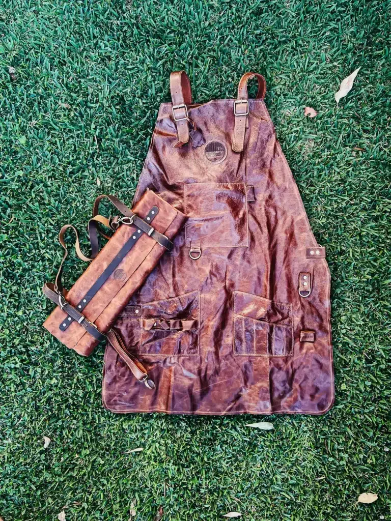 Handcrafted Leather Knife Roll and Apron Set - Smokin' Gauchos